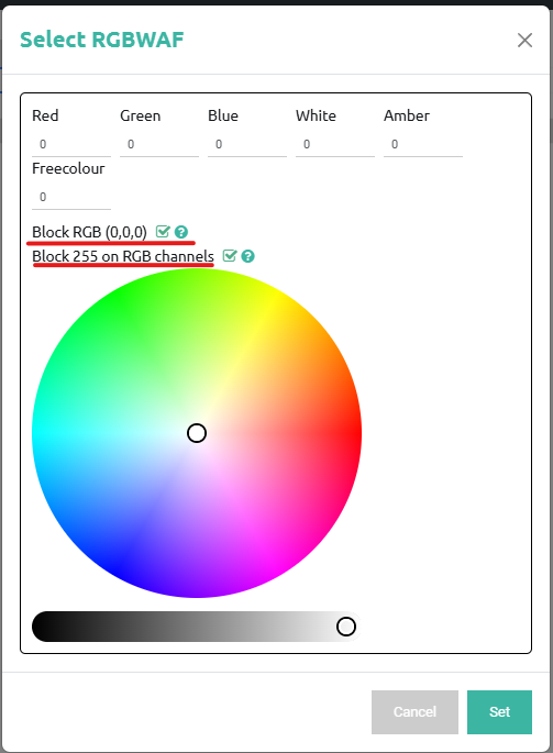 Why is 255 blocked on the RGB channels of colour pickers – zencontrol